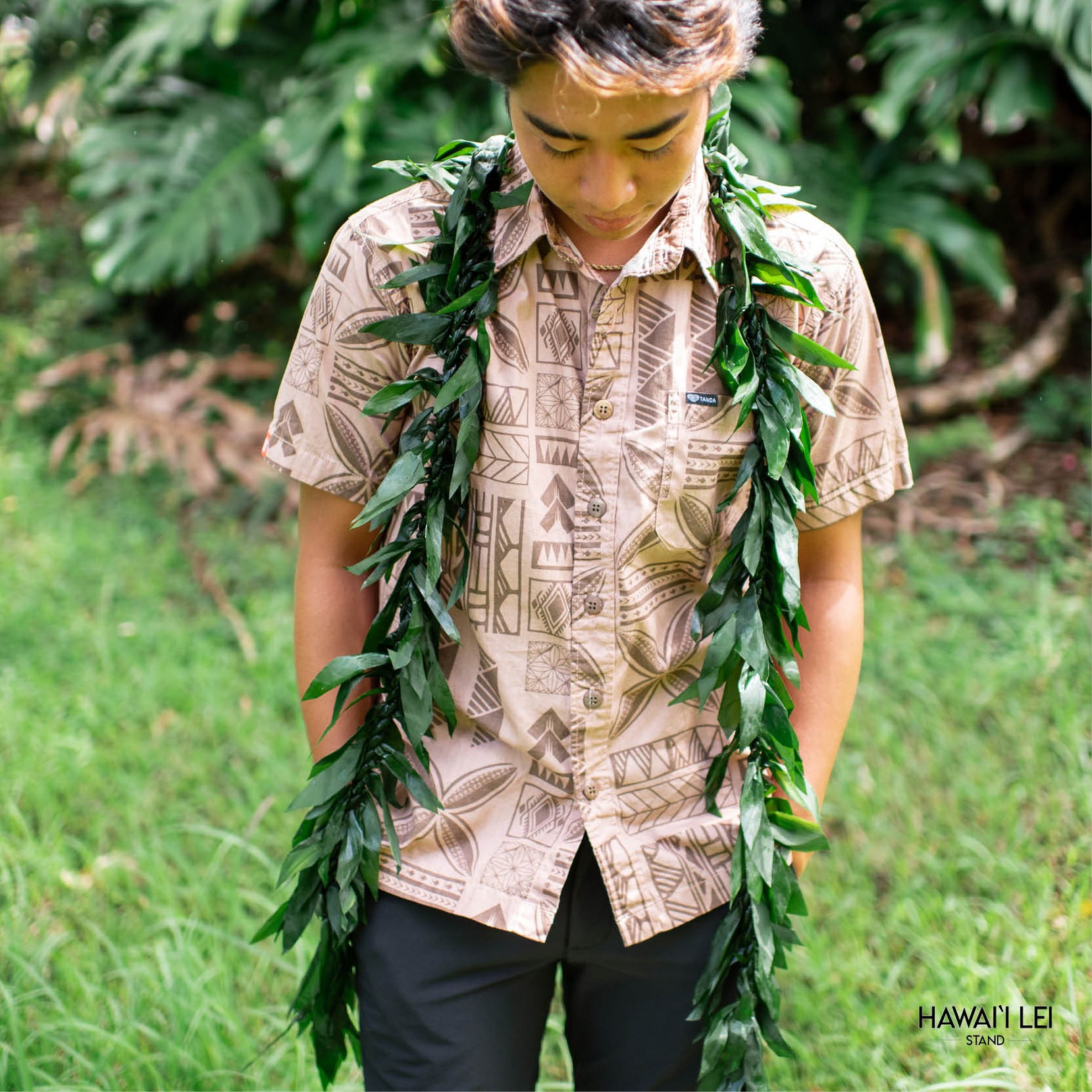 Double Ti Leaf Maile Style Lei | Hawai’i Lei Stand