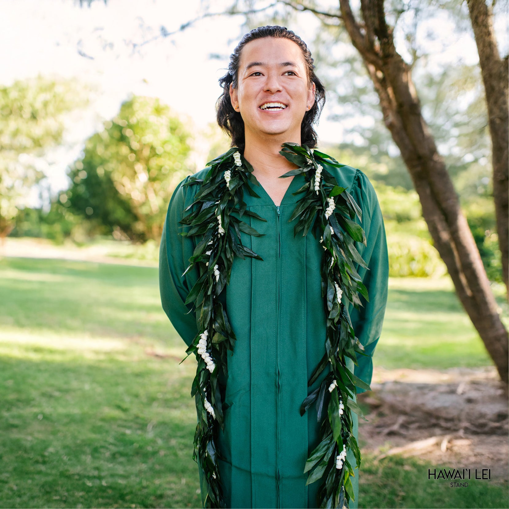 Double Ti Leaf Maile Style Lei | Hawai’i Lei Stand