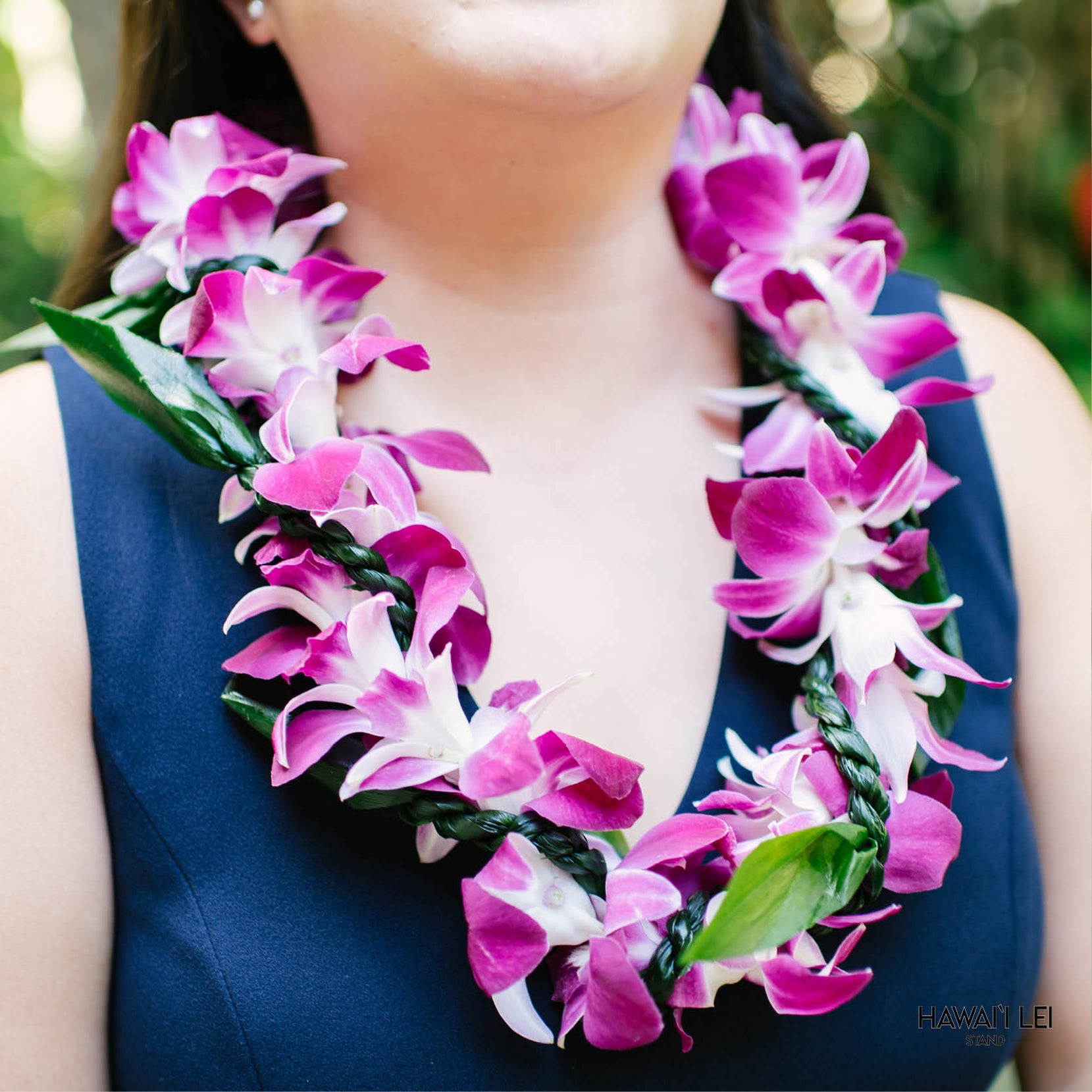 Orchid Wrapped With Ti Leaf Lei (Purple) - Hawaii Lei Stand - Lei ...